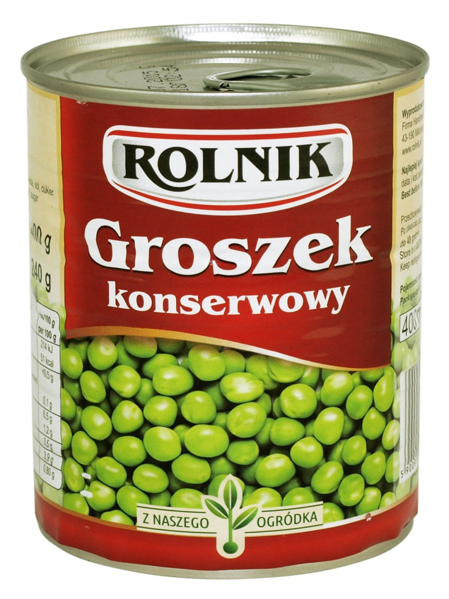Овощная консервация: ROLNIK Горошек зелёный консервированный 400/240 г,